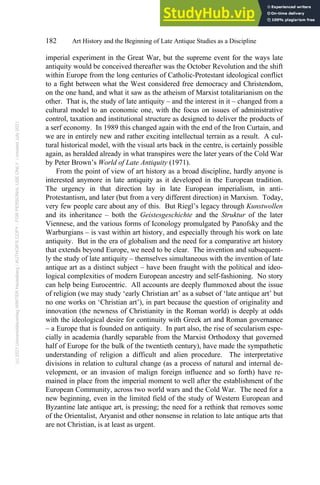 Alois Riegl Art History And The Beginning Of Late Antique Studies As A ...