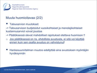 Työkykyohjelma -valtionavustushankkeen talous- ja maksatusasiat | PPT