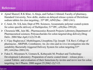 FORMULATION AND INVITRO EVALUATION OF COLON SPECIFIC DRUG DELIVERY ...