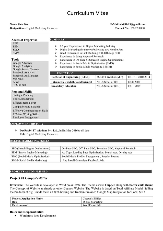 Alok das resume | PDF