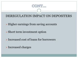 DEREGULATION OF SAVINGS ACCOUNTS INTEREST RATE | PPT