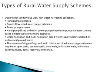 Presentation on water supply system and sources in rural area | PPTX