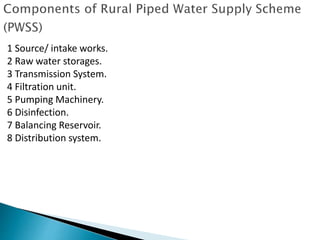 Presentation on water supply system and sources in rural area | PPTX