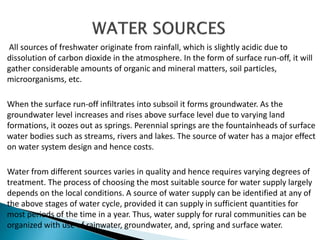 Presentation on water supply system and sources in rural area | PPTX