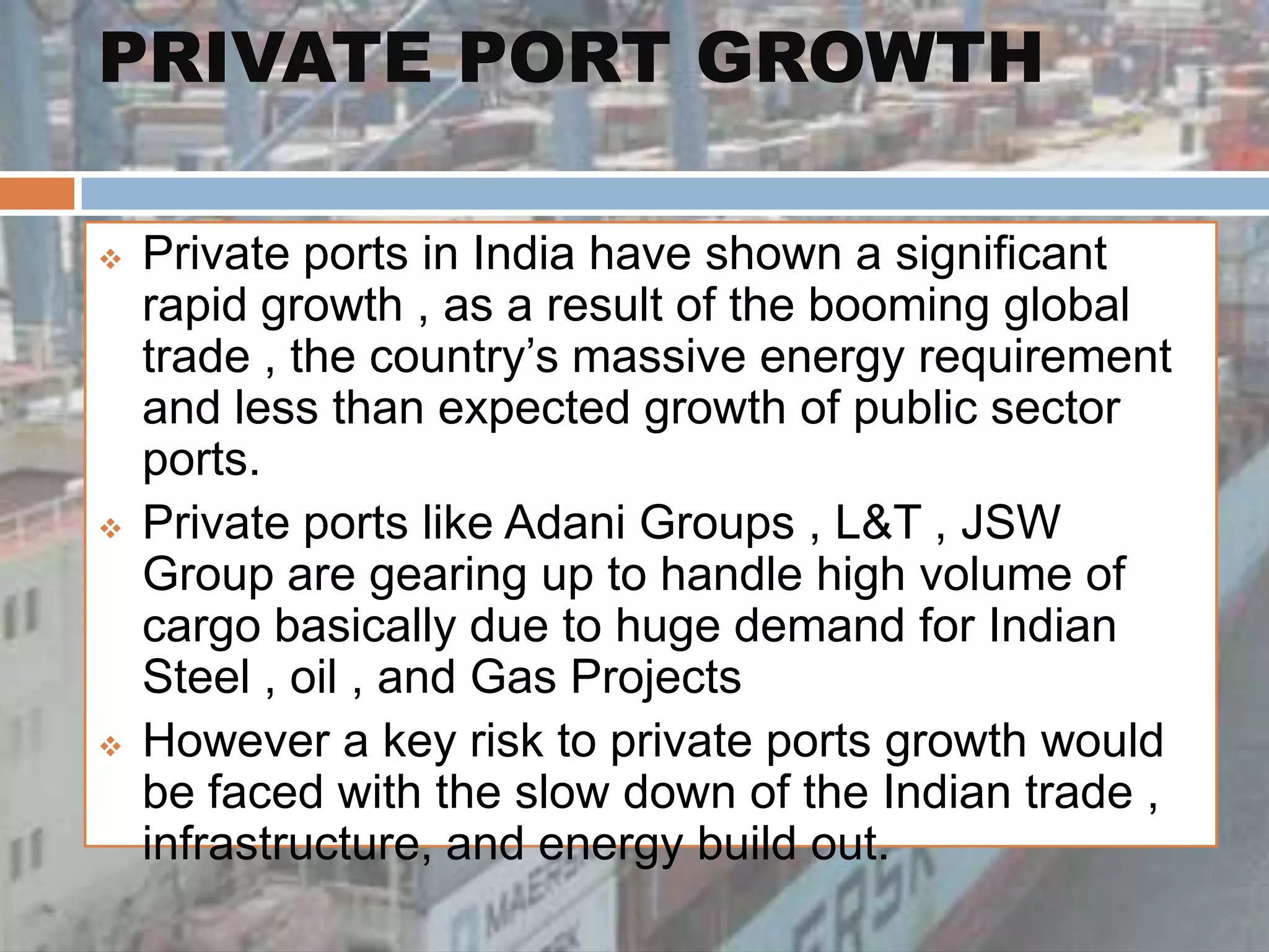 Presentation on Private ports of India | PPTX