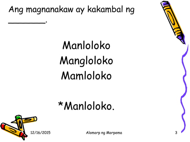 Alomorp ng morpema requirements by Maribeth Lactaotao | PPTX