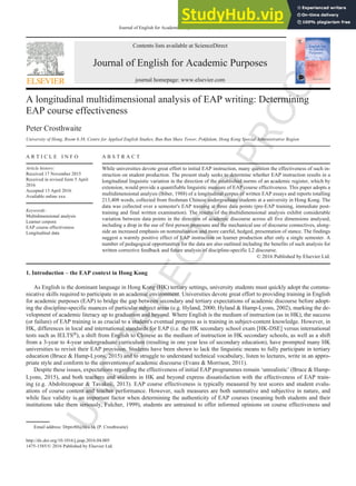 A longitudinal multidimensional analysis of EAP writing Determining EAP ...