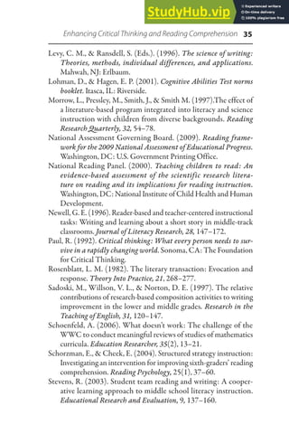 A Longitudinal Study Of Enhancing Critical Thinking And Reading ...