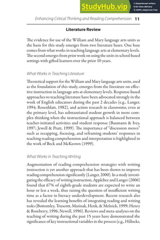 A Longitudinal Study Of Enhancing Critical Thinking And Reading ...