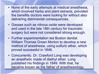 A look at anesthesia | ODP