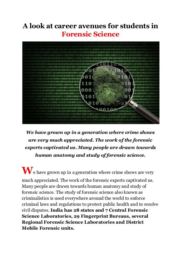 A look at career avenues for students in forensic science | PDF