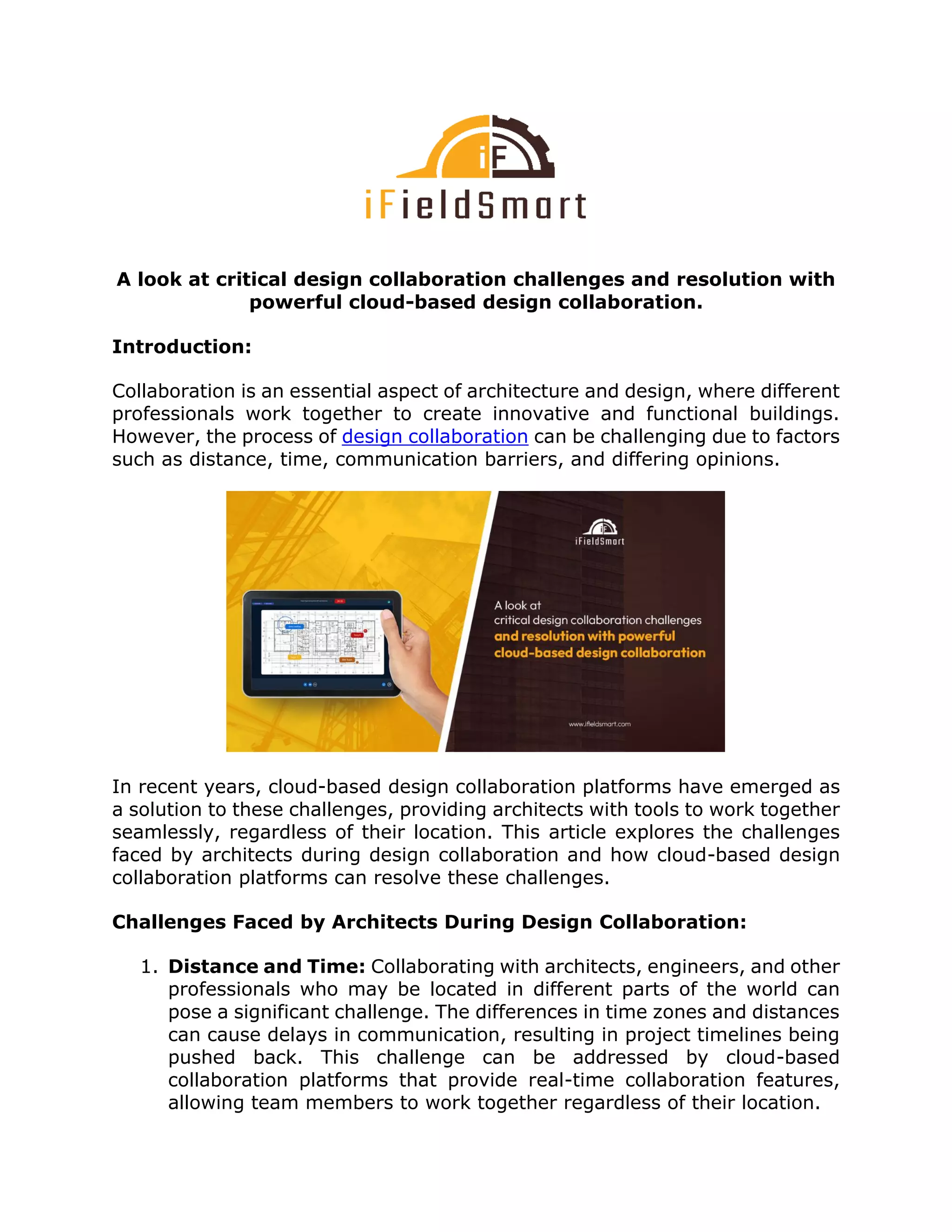 A look at critical design collaboration challenges and resolution with ...
