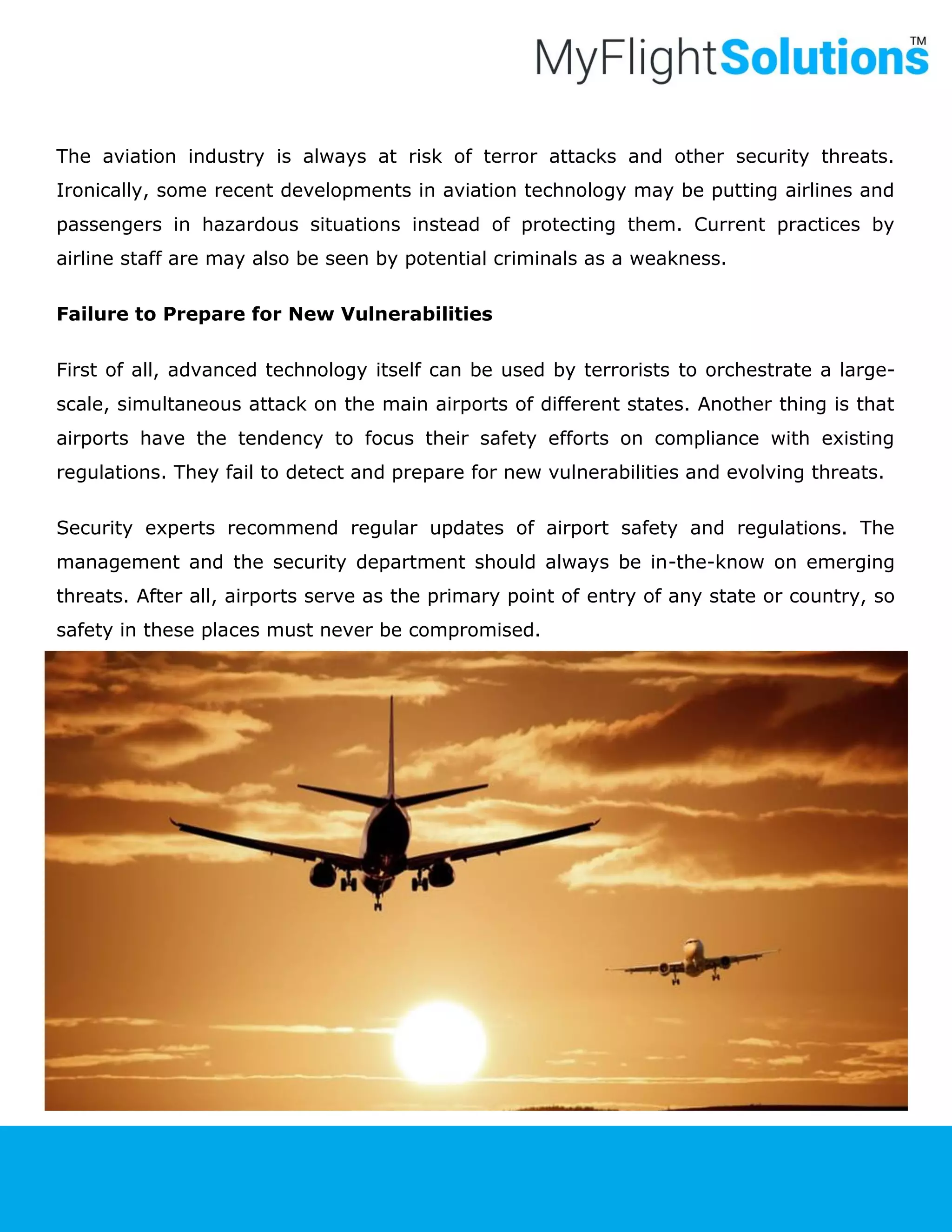 A Look at the Emerging Security Threats to the Aviation Industry | PDF
