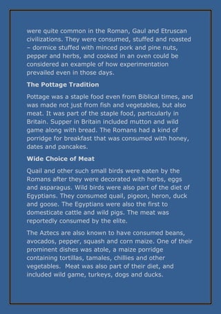 A look at the gastronomic delicacies of the ancient world | PDF