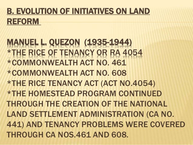 A looked back to the history of Land Reform in the Philippines