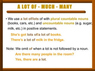 A lot of, much, many, a little, and a few. | PPTX
