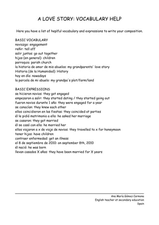 A love story: basic vocabulary | ODT