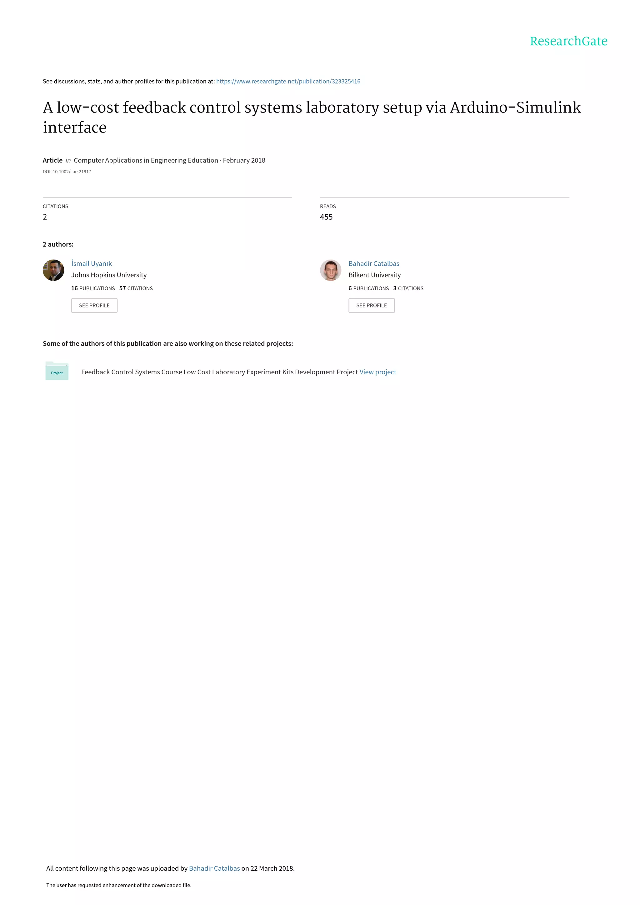 A low cost-feedback_control_systems_laboratory_setup_via_arduino_simulink_interface | PDF