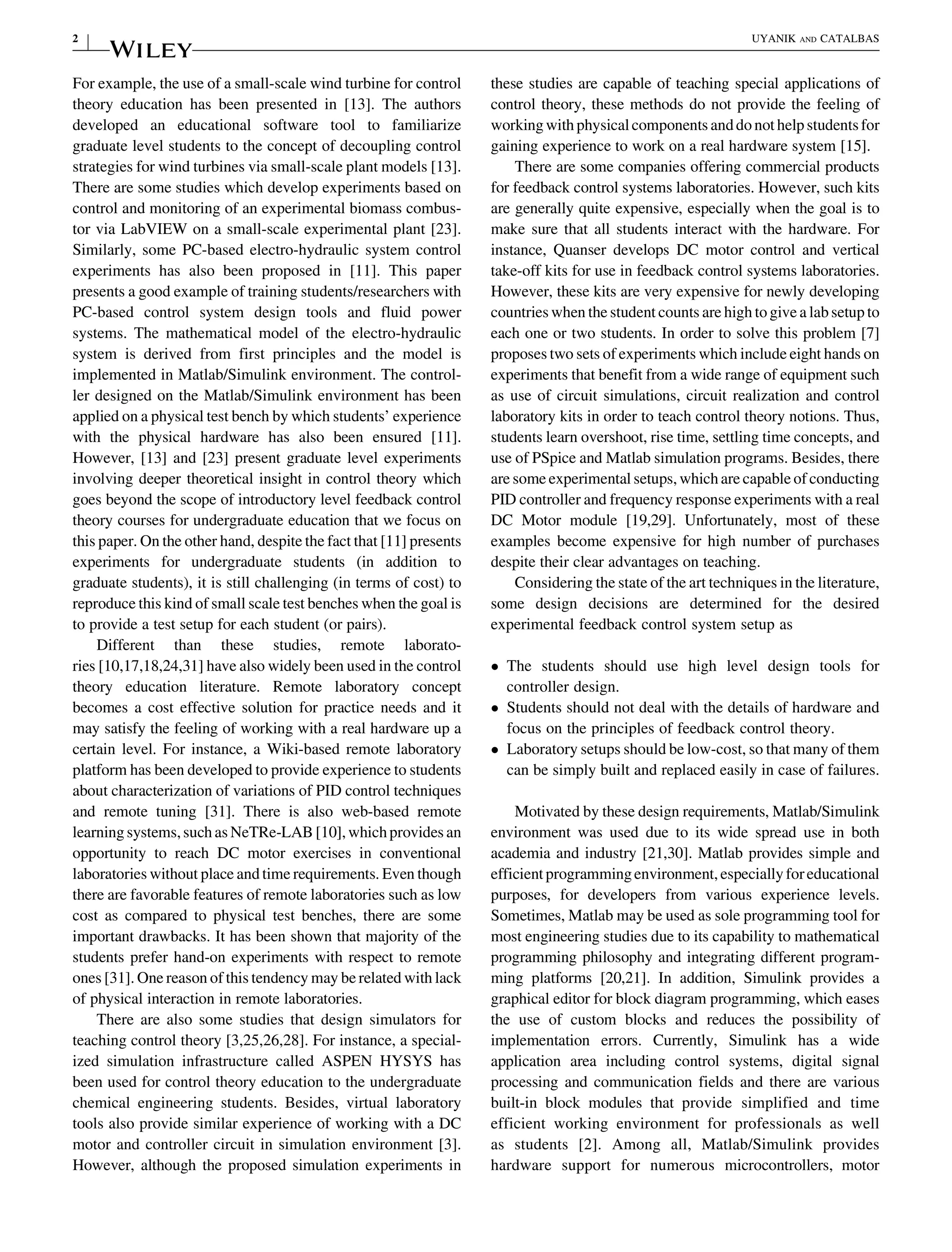 A Low Cost Feedbackcontrolsystemslaboratorysetupviaarduinosimulinkinterface Pdf 5379