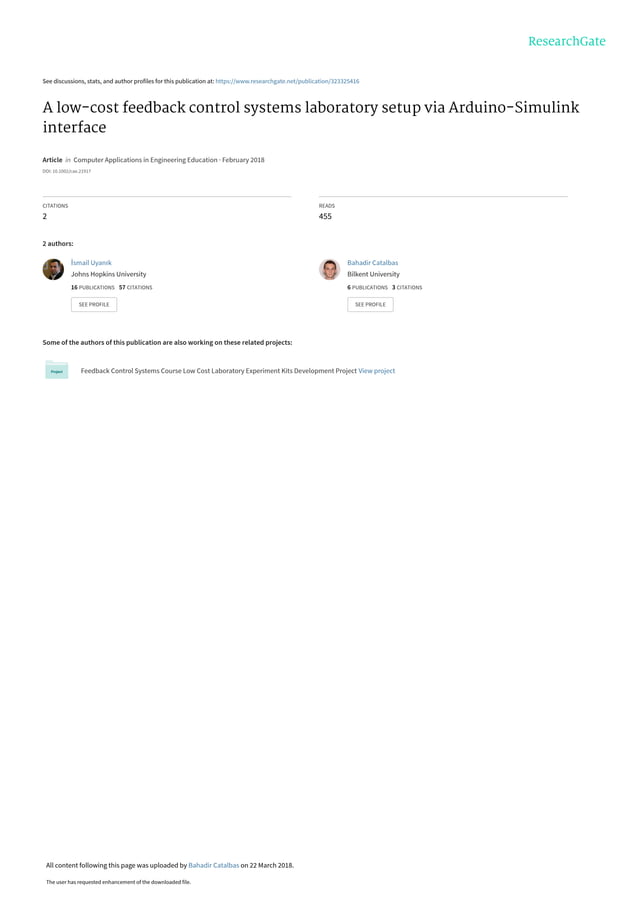 A low cost-feedback_control_systems_laboratory_setup_via_arduino_simulink_interface | PDF