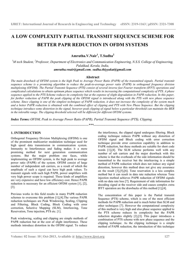 A low complexity partial transmit sequence scheme for | PDF