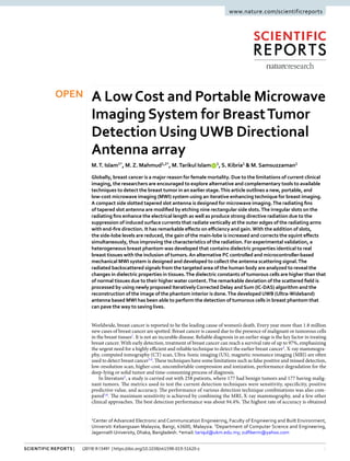 A low cost and portable microwave imaging system for breast tumor detection using uwb ...