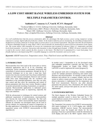 A low cost short range wireless embedded system for multiple parameter ...