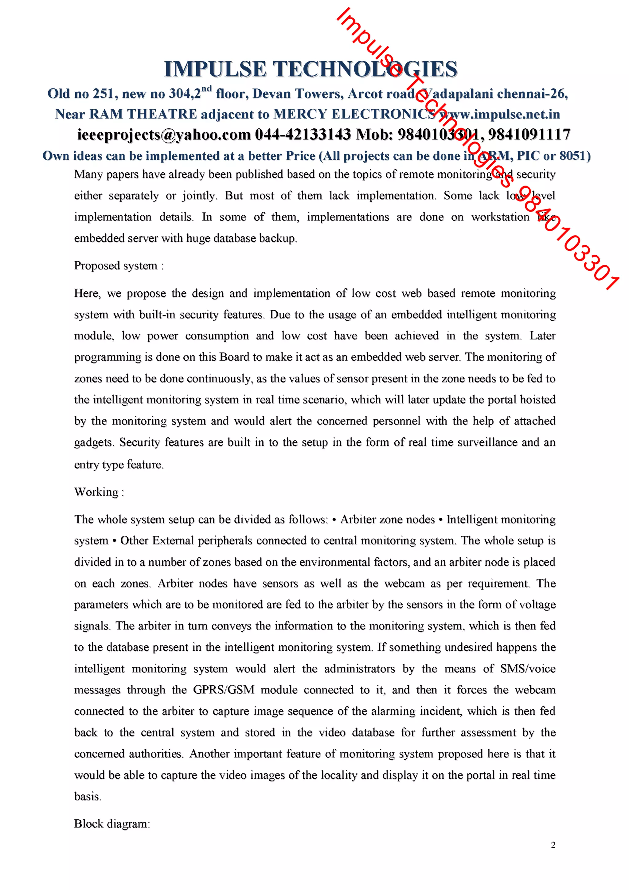 A low cost web based remote monitoring system with built in security feature for vulnerable ...