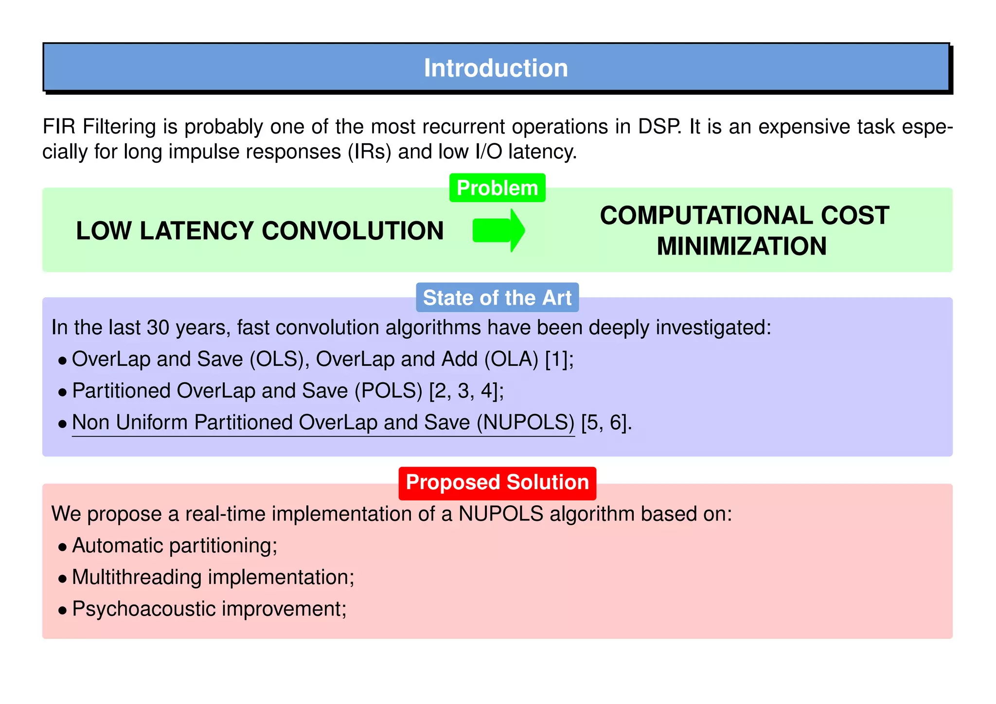 A Low Latency Implementation Of A Non Uniform Partitioned Overlap And Save Algorithm For Real