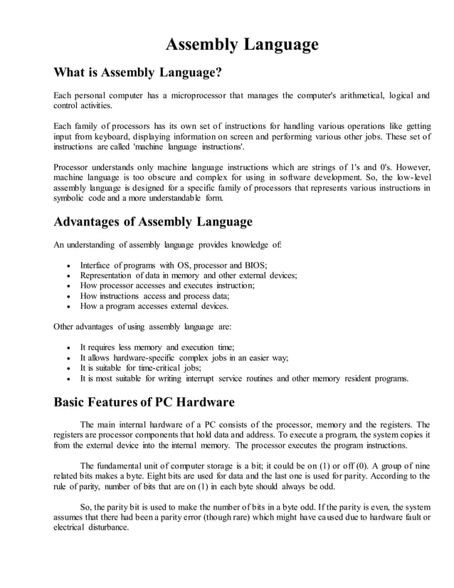 Assembly Language | DOCX