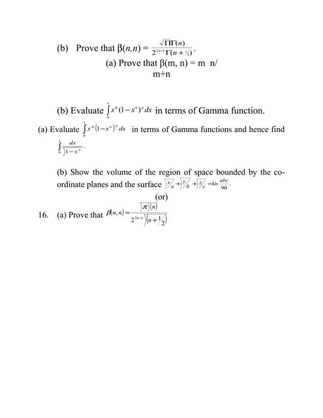 Gamma And Beta Functions
