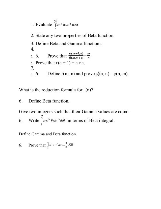 Gamma And Beta Functions