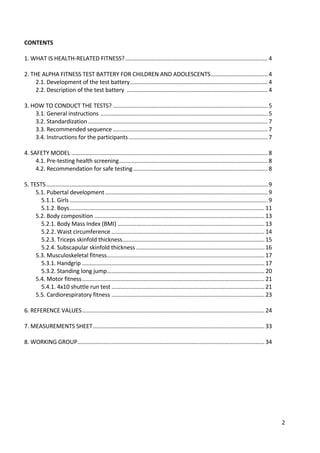 Alpha fitness test manual for children-adolescents | PDF