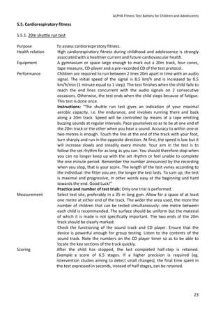 Alpha fitness test manual for children-adolescents | PDF