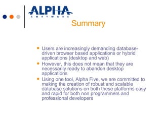 Alpha Five Version 8 - Rapid tool to build Web & Desktop DB ...