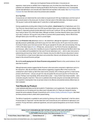 Alpha lipoic acid supplement reviews and information consumer-lab | PDF