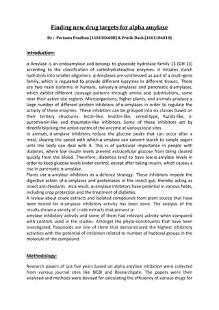 Finding new drug target for alpha amylase | PDF