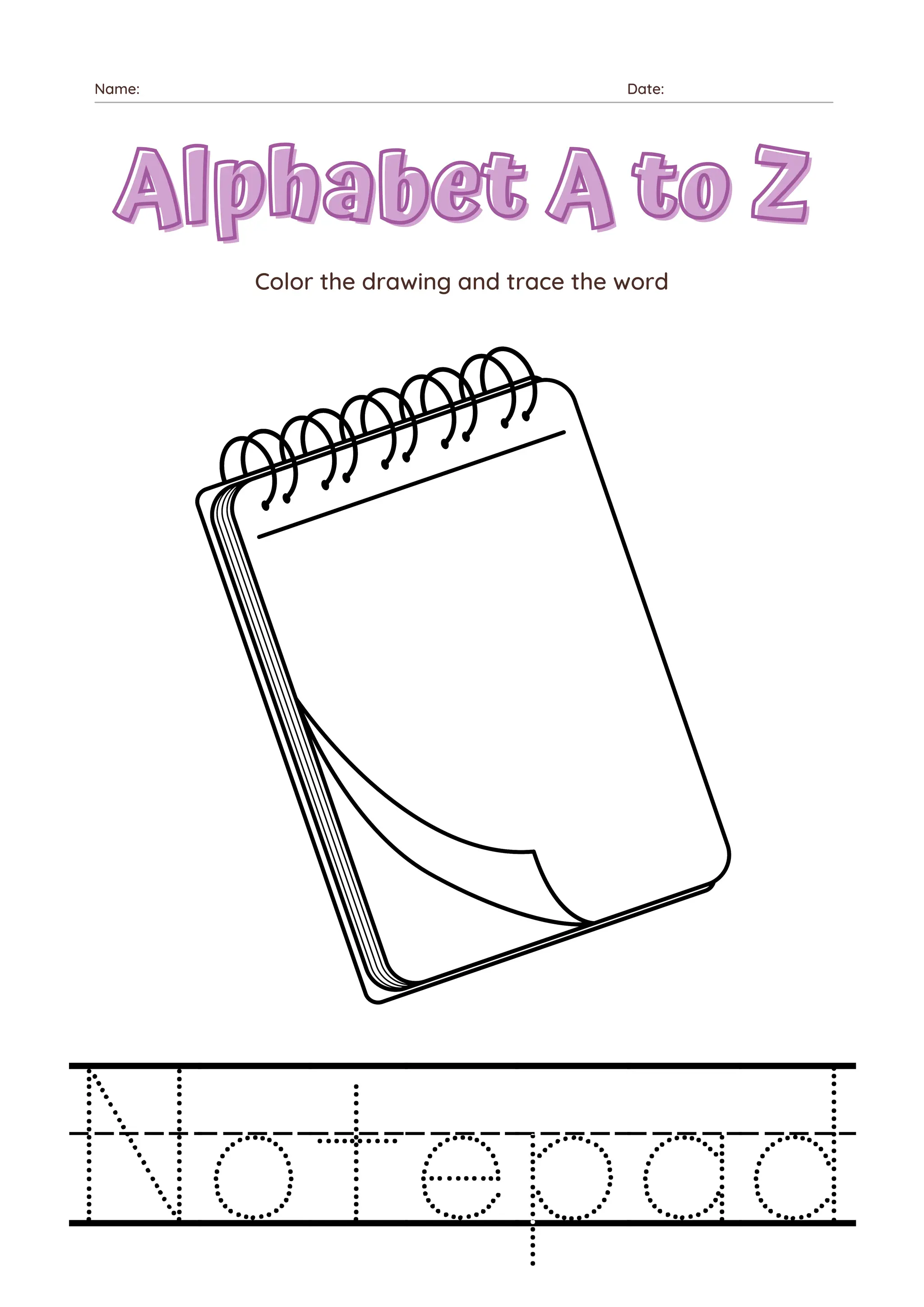 Alphabet A to Z Coloring Worksheet Set.pdf