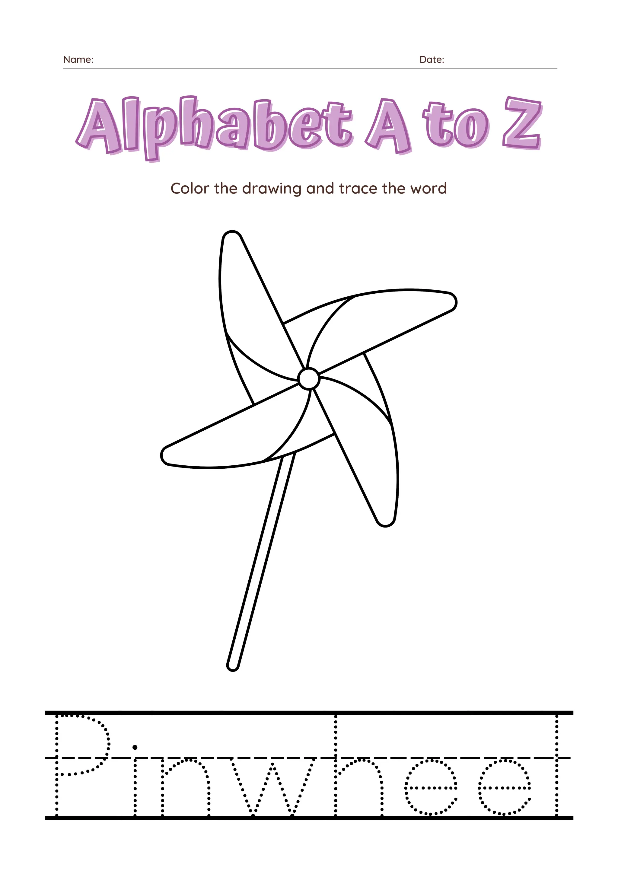 Alphabet A to Z Coloring Worksheet Set.pdf