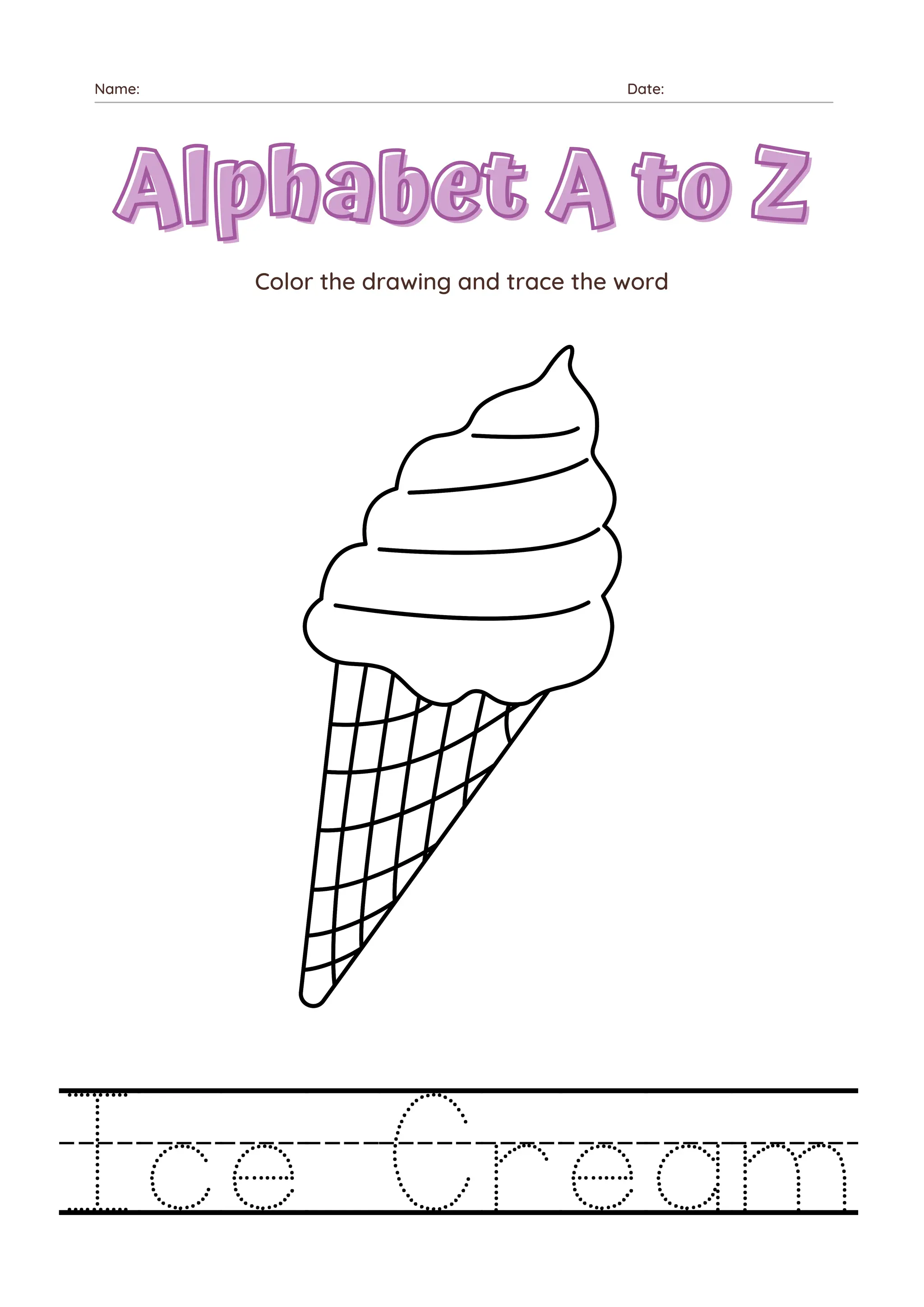 Alphabet A to Z Coloring Worksheet Set.pdf