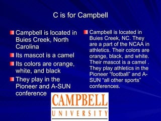 Colleges Alphabet book | PPT