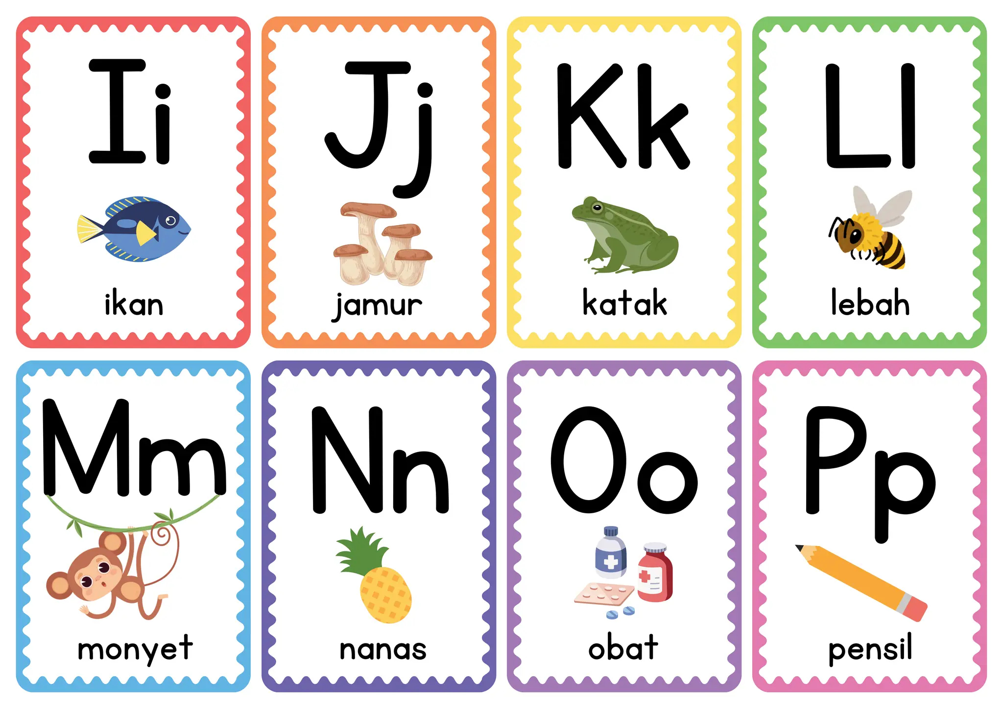 Kartu Alphabet Flashcard Bahasa Indonesia | PDF