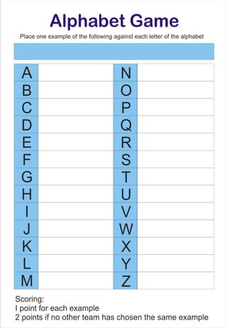 Alphabet games | PDF