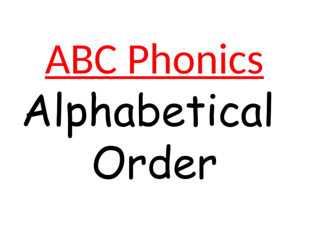 Alphabetical Order Power point for Preschool | PPT