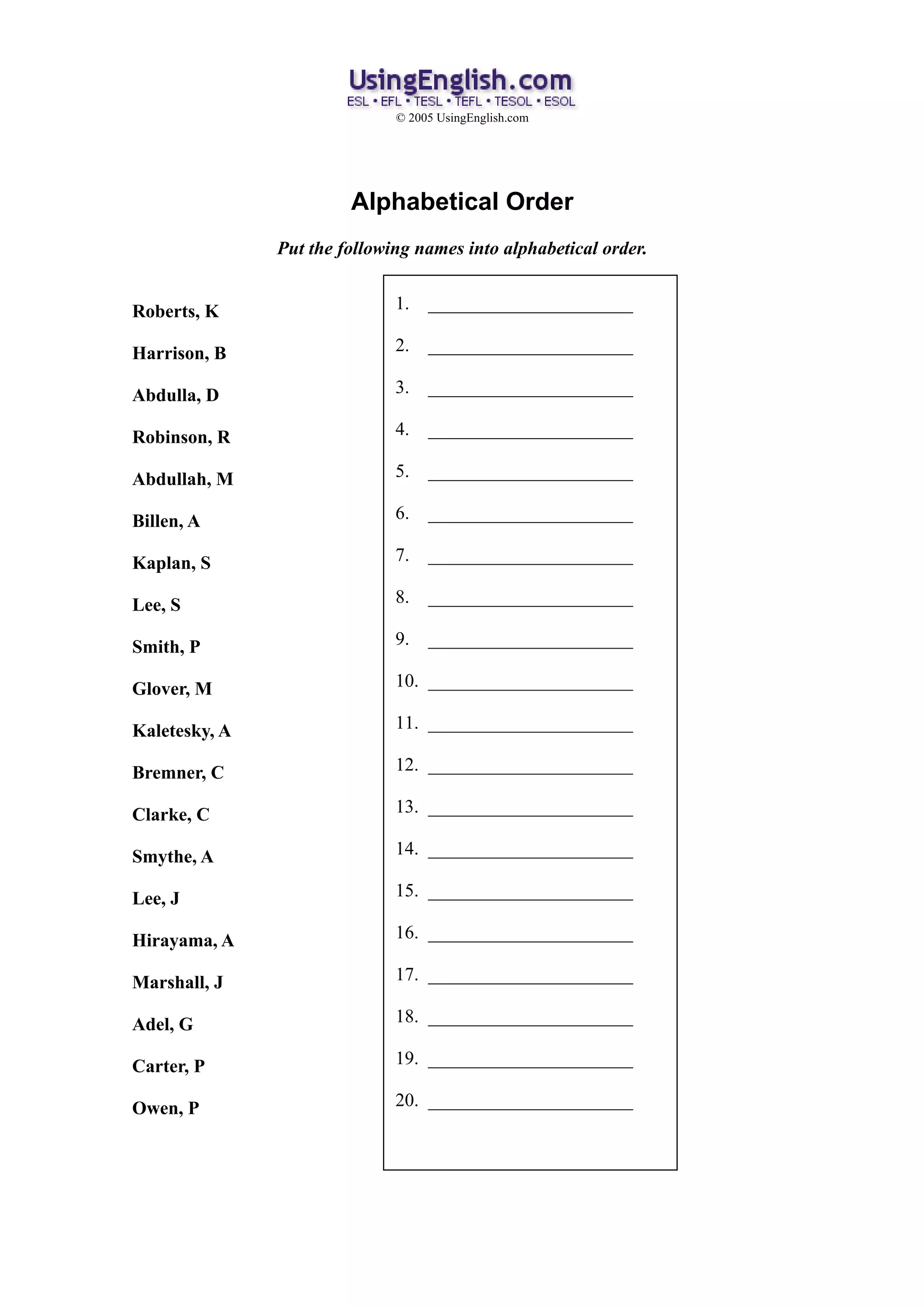 Alphabetical order | PDF