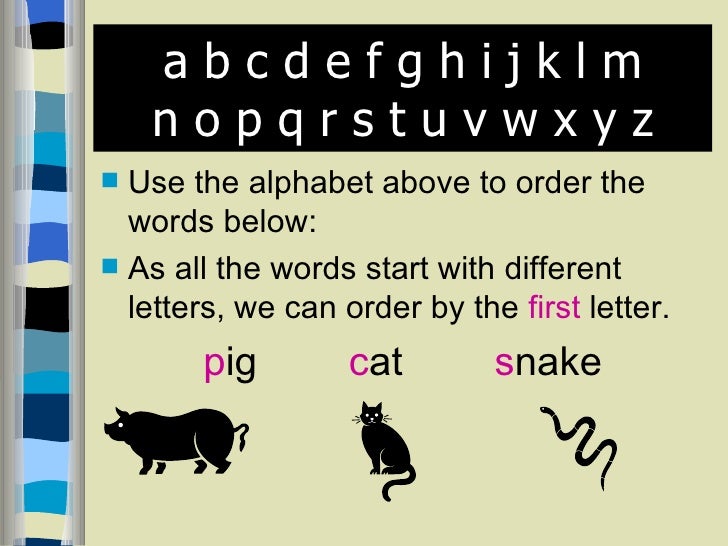 Alphabetical Order Alphabetical Order