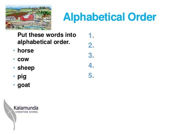 Alphabetical order 1 ppt tg 2012