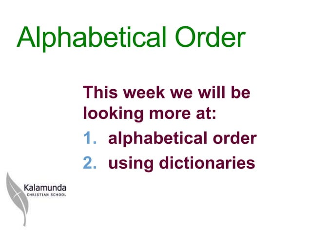 Alphabetical order 2 ppt tg 2012 | PPTX