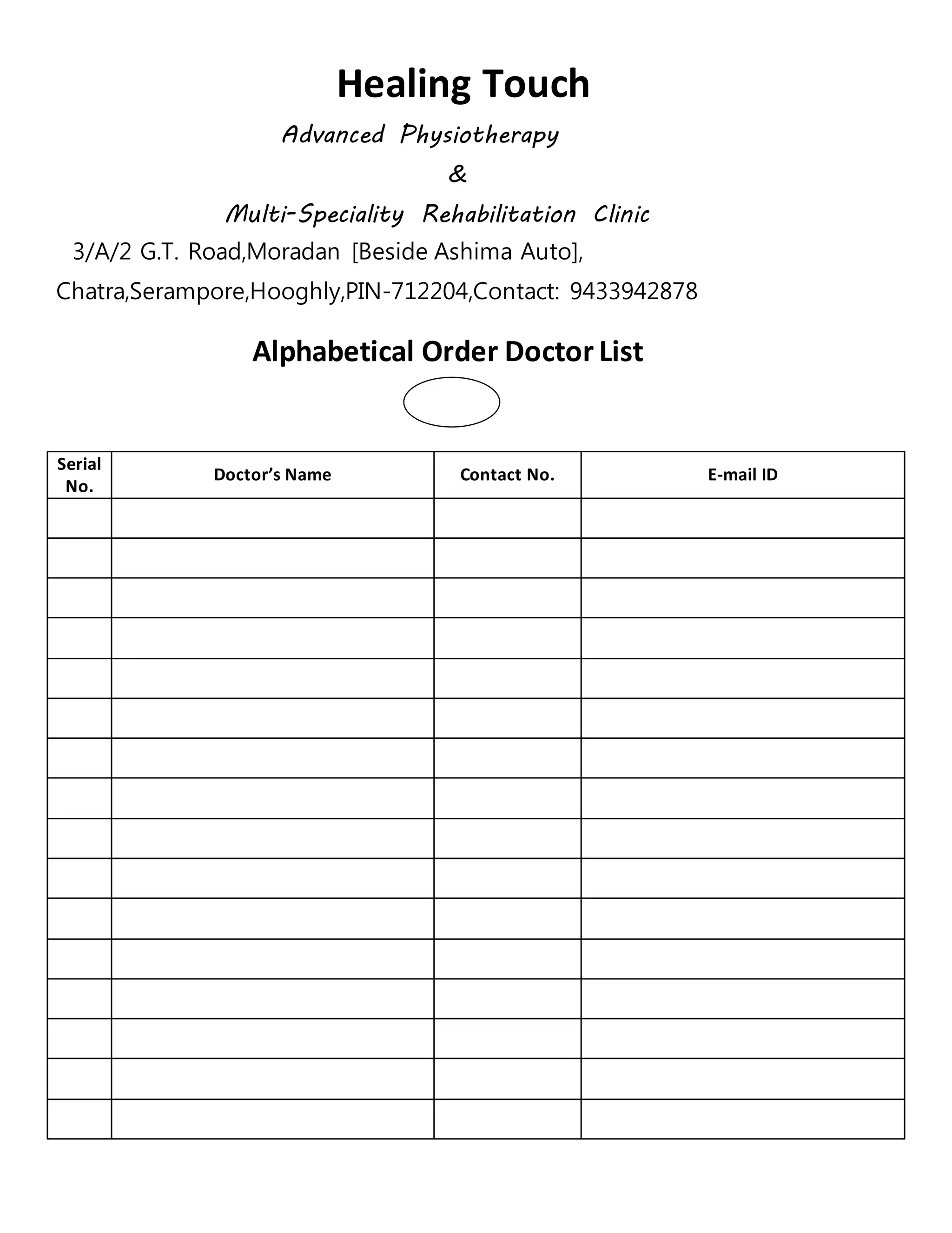 Alphabetical order doctor list | DOCX | Medical Health