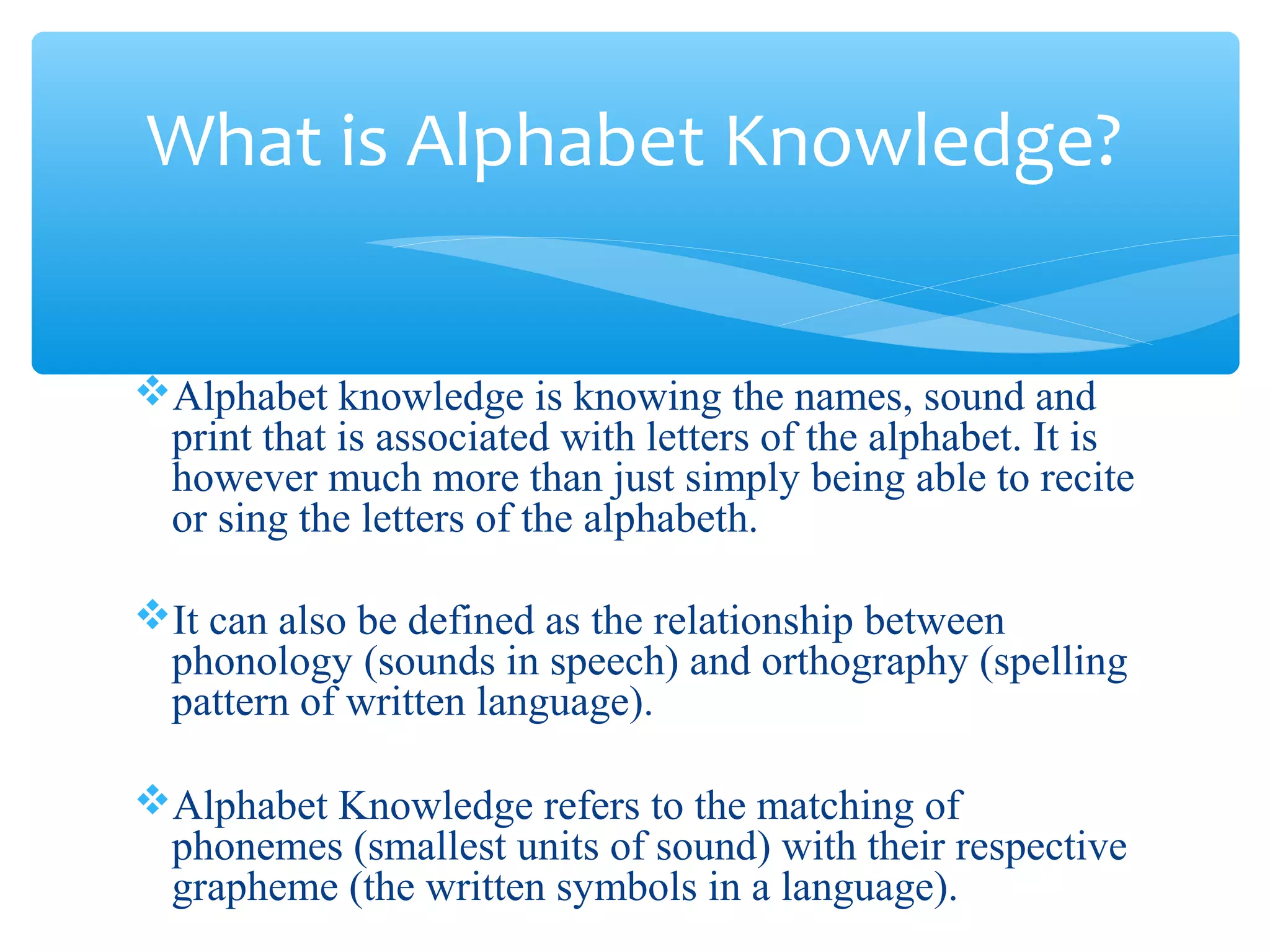 Alphabet knowledge presentation | PPT